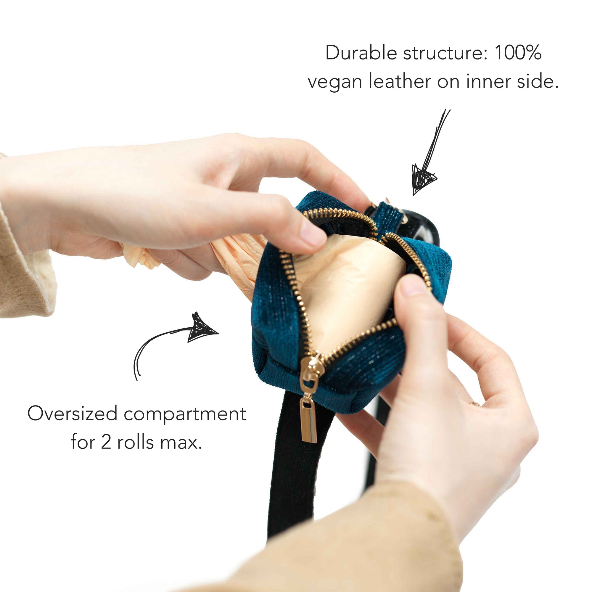 Golden Classics Velvet Blue Waste Bag Holder | MemoCool Pet